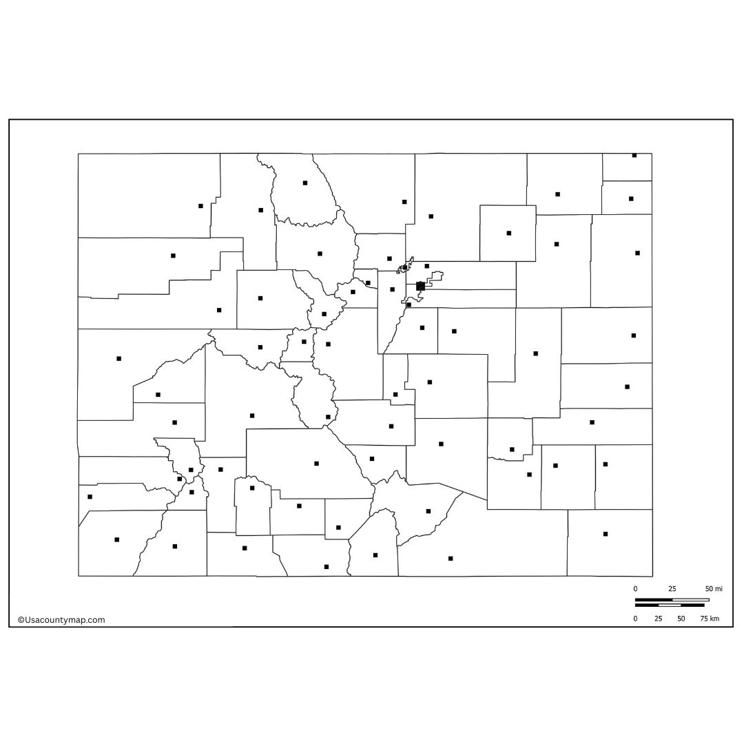 Blank Colorado Map - Basic Outline for Learning