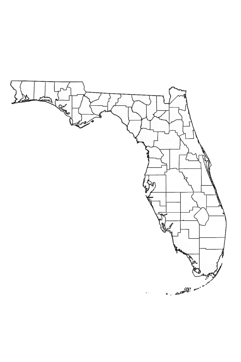 Blank Florida Map - Simple Outline for Printing