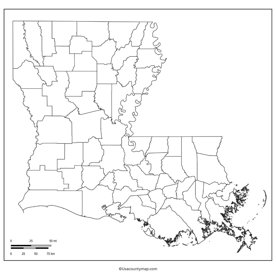 Blank Louisiana Map - Outline for Learning & Travel