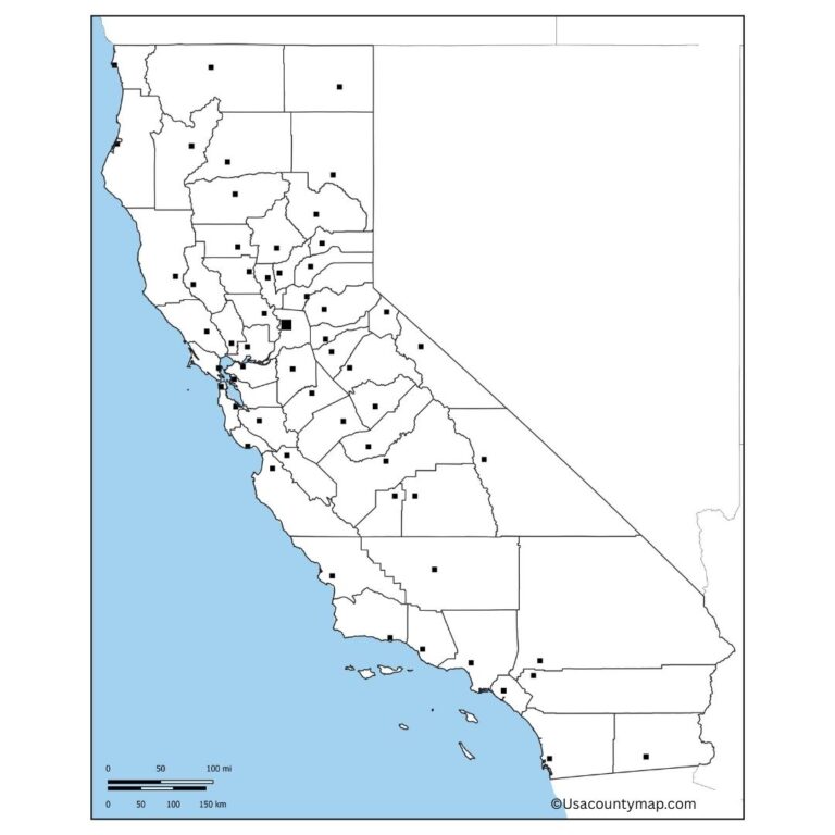 Blank California Map - Outline for Print & Study