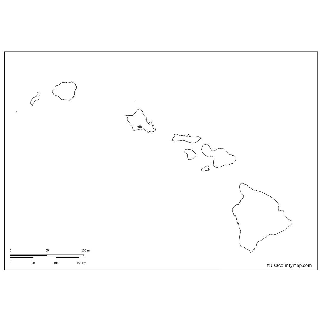 Blank Hawaii Map - Simple Island Outline Template