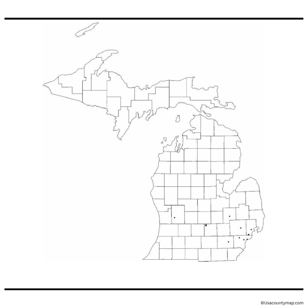 Blank Michigan County Map - Unlabeled State Geography Sheet