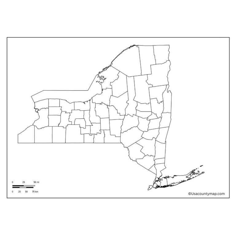 Blank New York Map – Downloadable Free Printable Worksheet