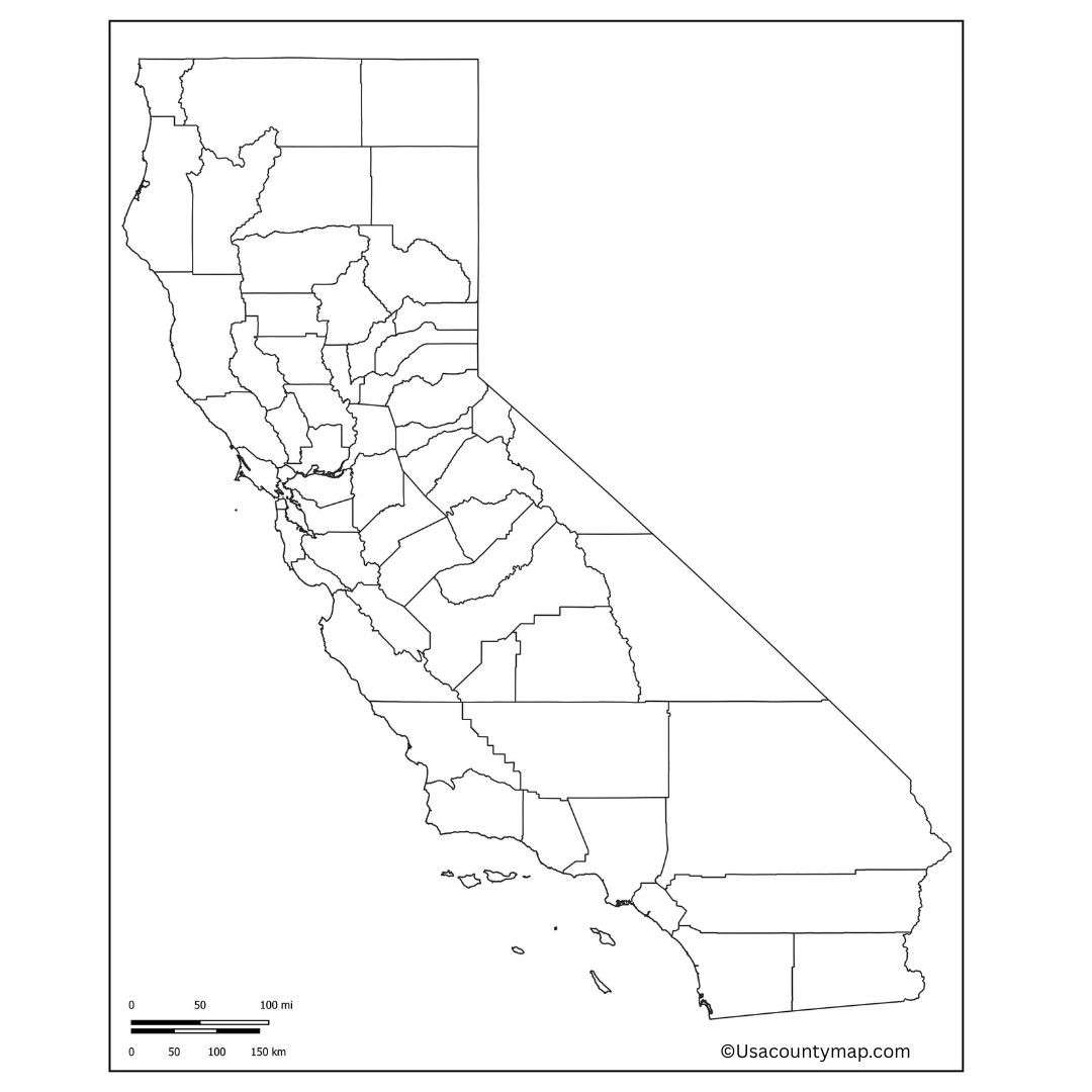 Blank California Map - Outline for Print & Study