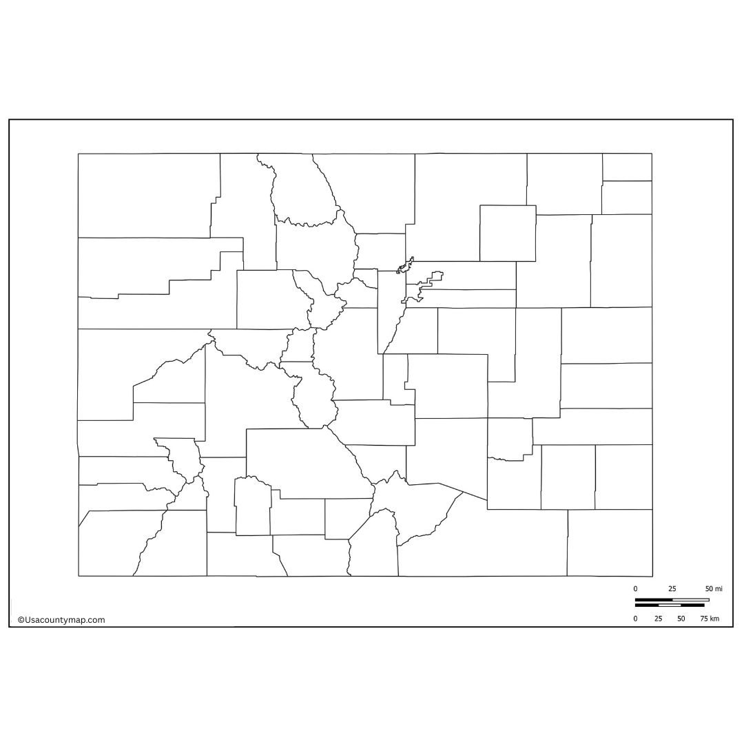Blank Colorado Map - Basic Outline for Learning