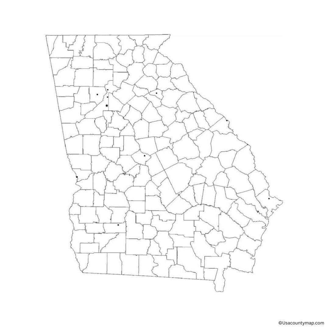 Blank Georgia County Map - Printable State Outline