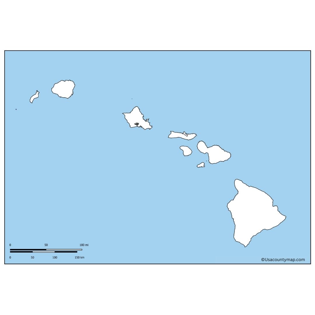 Blank Hawaii Map - Simple Island Outline Template