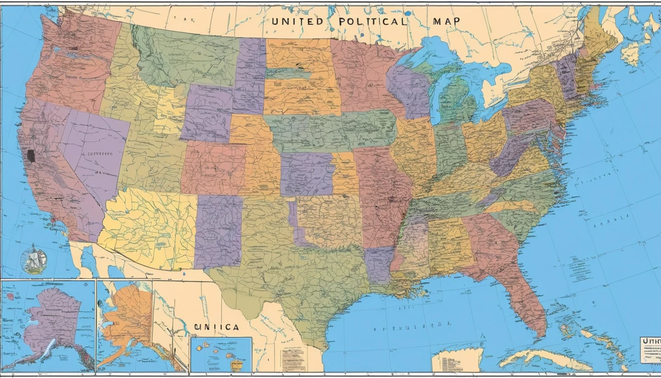 United States Political Map - State Borders