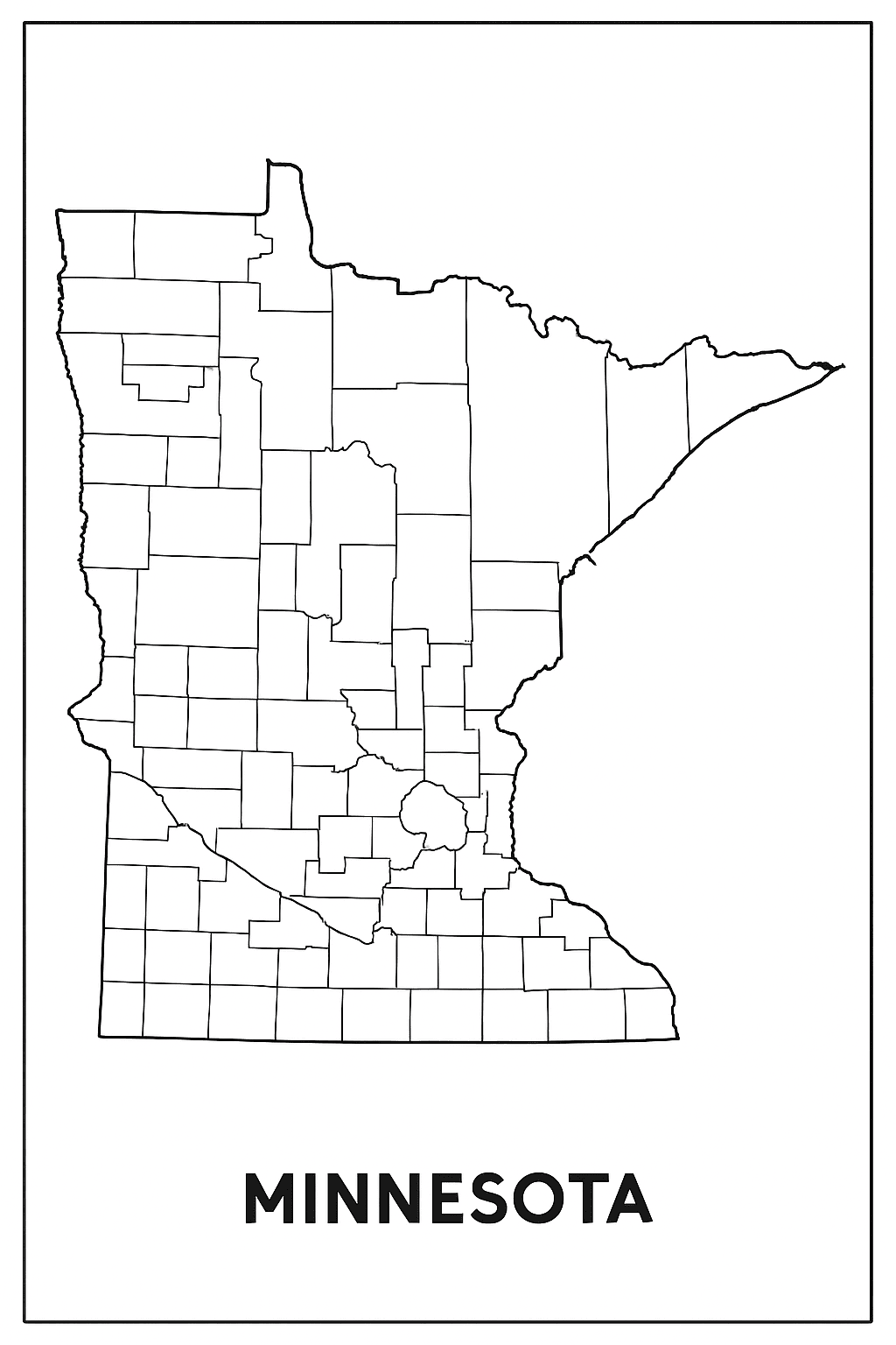 Blank Minnesota Map - Simple Outline for Learning